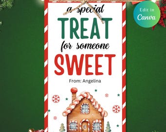 Printable Christmas Treat for Someone Sweet Gift Tag, Gingerbread House ...