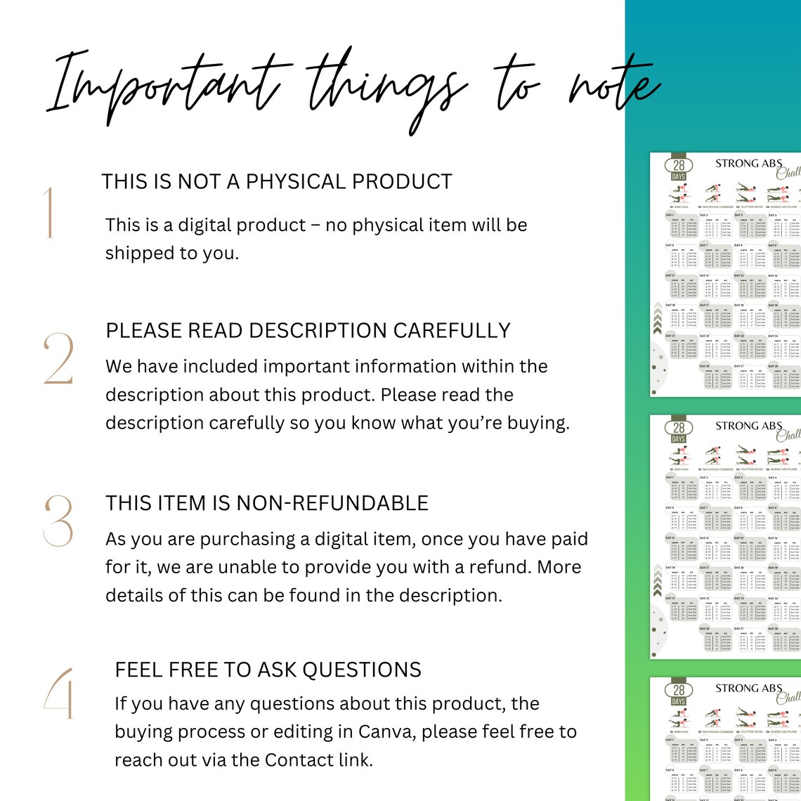 Editable 28 DAYS Strong Abs Workout Challenge, 30 DAYS Challenge ...