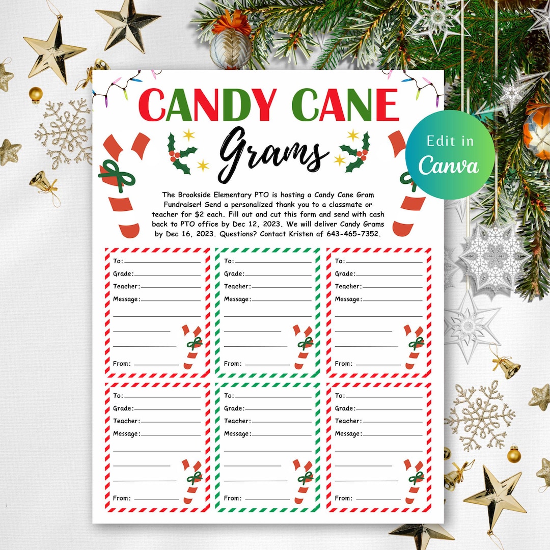 Editable CHRISTMAS CANDY Gram Flyer, Holiday Gram, Christmas Gram ...