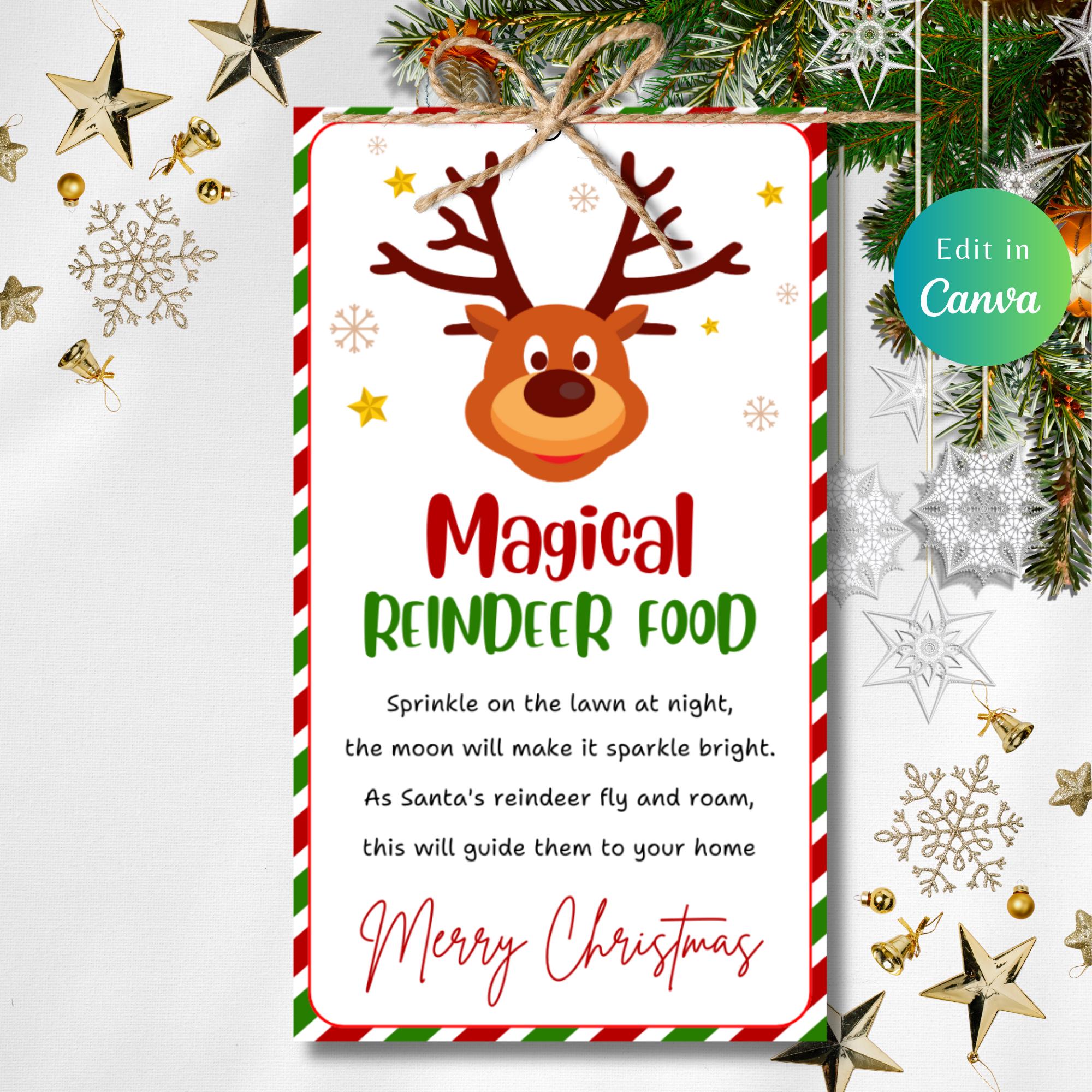Editable MAGIC REINDEER Food Tags, Reindeer Food, Printable Magic ...