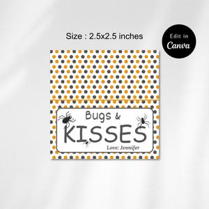 Editable BUGS & KISSES Gift Tags Bag Toppers, Bugs and Kisses ...