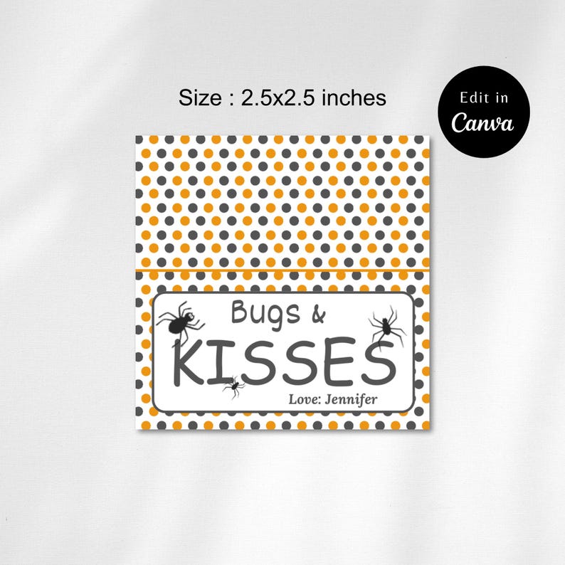 Editable BUGS & KISSES Gift Tags Bag Toppers, Bugs and Kisses ...