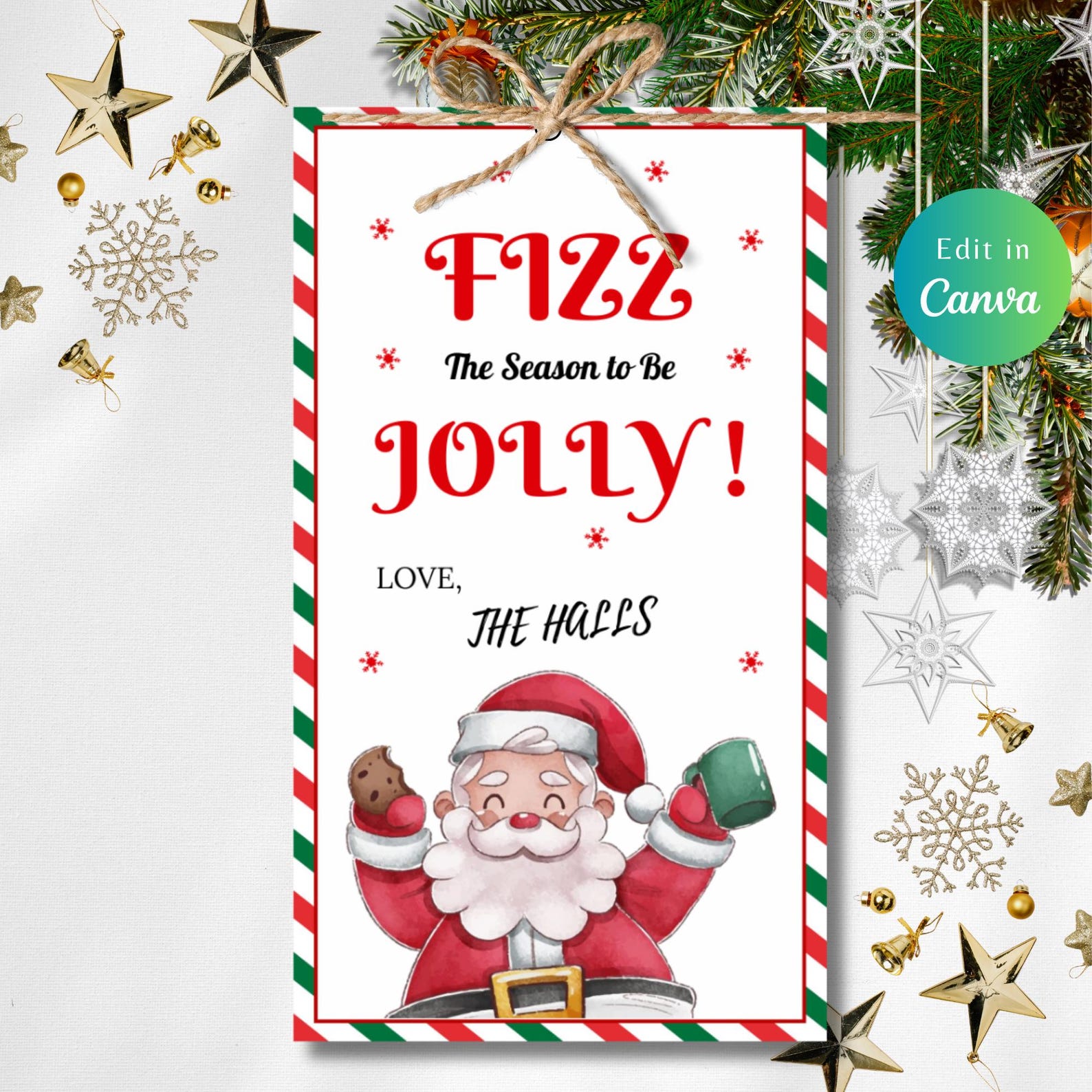 Editable FIZZ THE Season Christmas Tag, Christmas Gift Tag, Instant ...