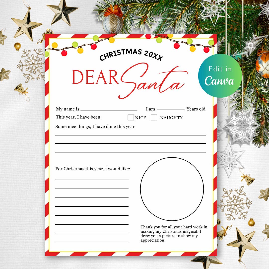 Dear Santa Letter | Instant Download | Christmas Letter to Santa for ...