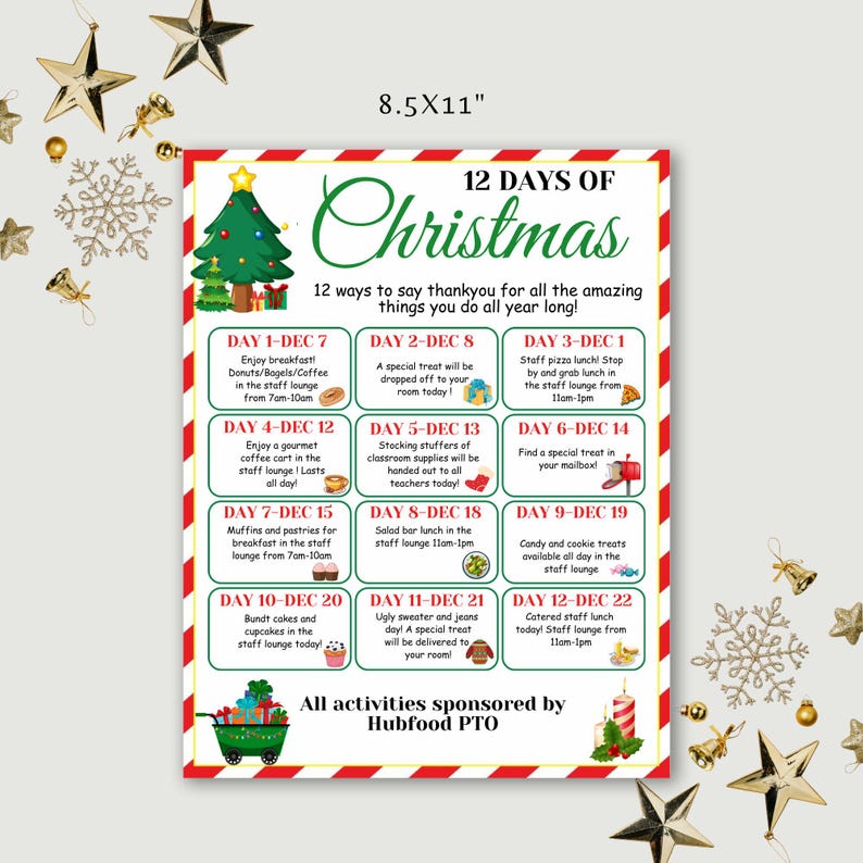 EDITABLE CHRISTMAS HOLIDAY Appreciation Flyer, School Pto Pta, 12 Days ...