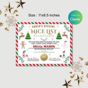 EDITABLE SANTA CLAUS Official Nice List Certificate, Santa Claus Mail ...