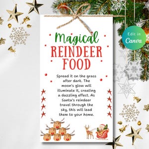 Editable REINDEER FOOD Tag, Christmas Treat Tag, Christmas Reindeer ...