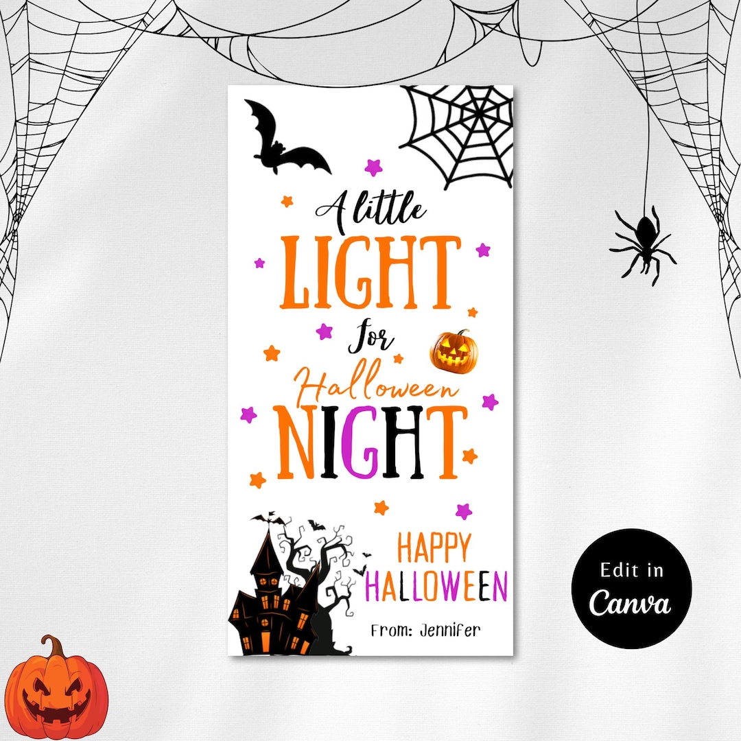 Editable A LITTLE Bit of Light for Halloween Night, Halloween Favors ...
