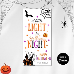 Editable A LITTLE Bit of Light for Halloween Night, Halloween Favors ...
