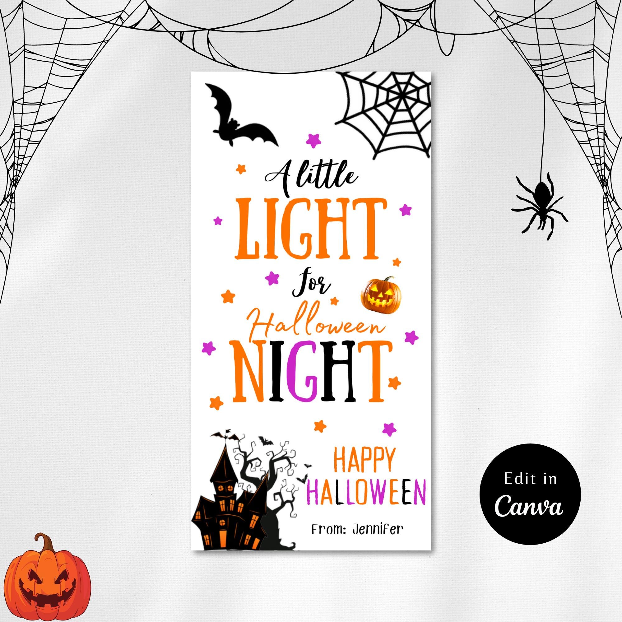 Editable A LITTLE Bit of Light for Halloween Night, Halloween Favors ...