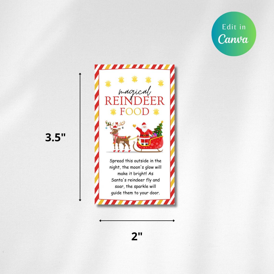 SANTA'S MAGICAL REINDEER Food Printable Instructions Tag, Editable ...