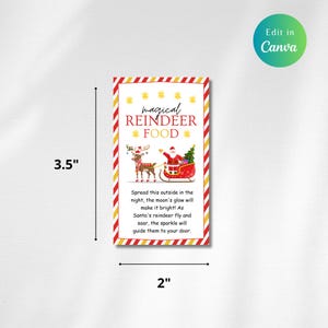 SANTA'S MAGICAL REINDEER Food Printable Instructions Tag, Editable ...