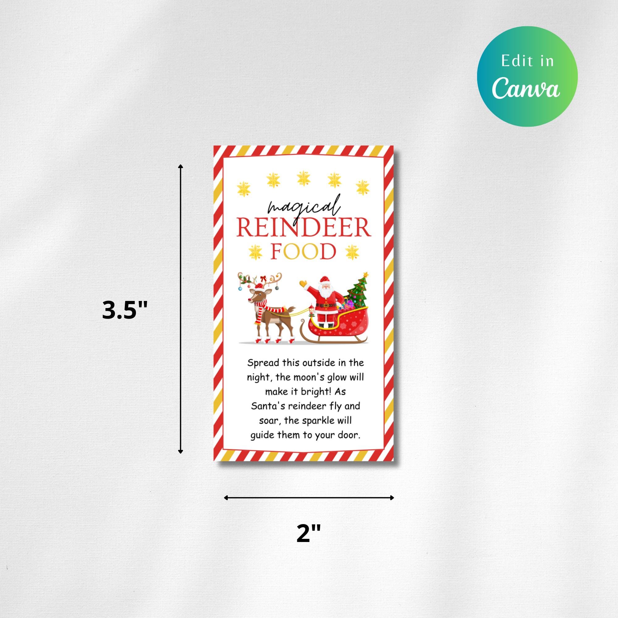 SANTA'S MAGICAL REINDEER Food Printable Instructions Tag, Editable ...