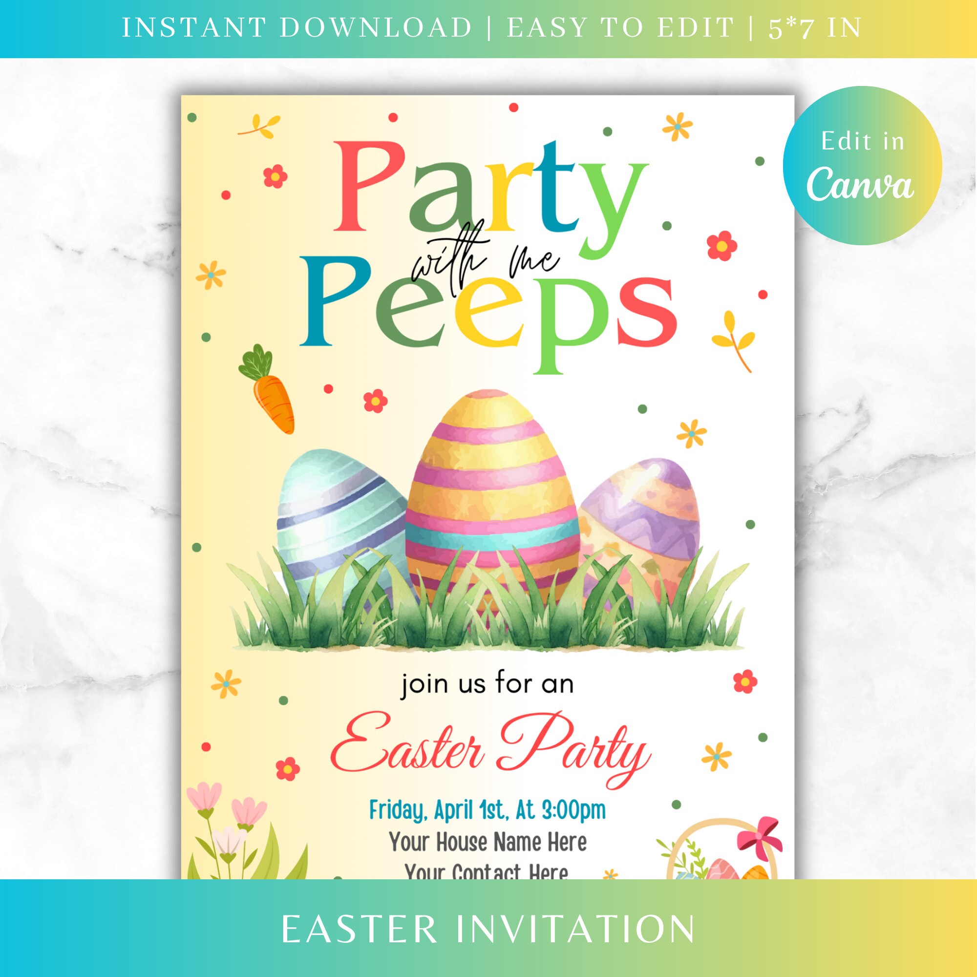 Editable EASTER EGG Hunt Invitation, Easter Egg Invite, Editable ...