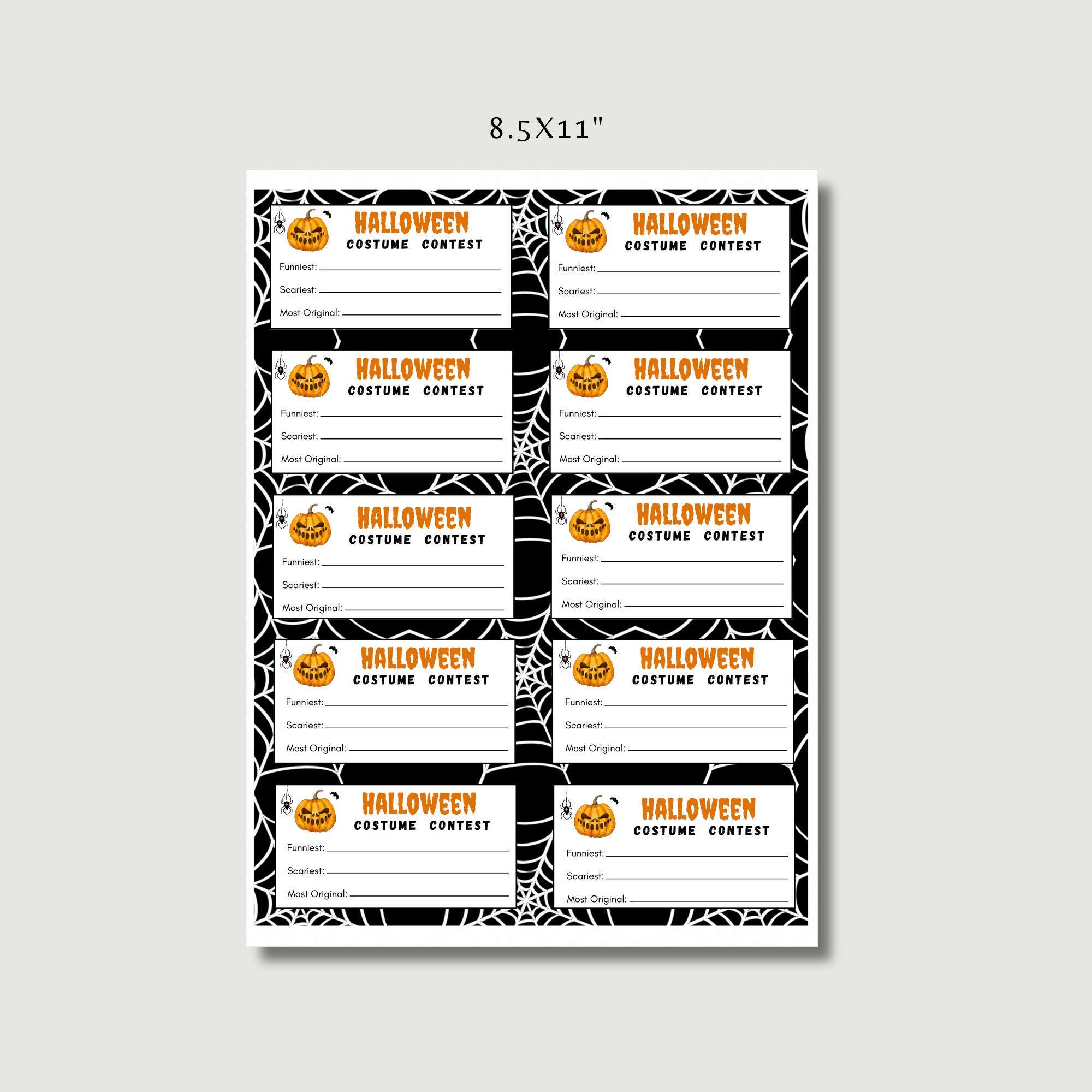 Editable HALLOWEEN COSTUME CONTEST Ballot, Halloween Games, Halloween ...