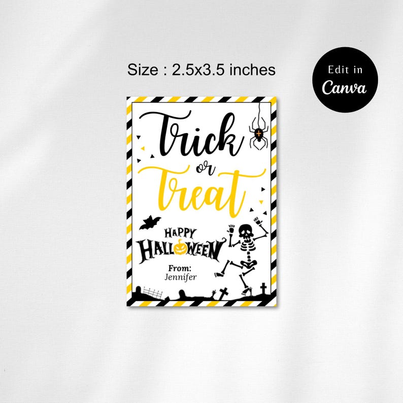 EDITABLE TRICK or Treat HALLOWEEN Gift Tags, No Tricks Just Treat ...