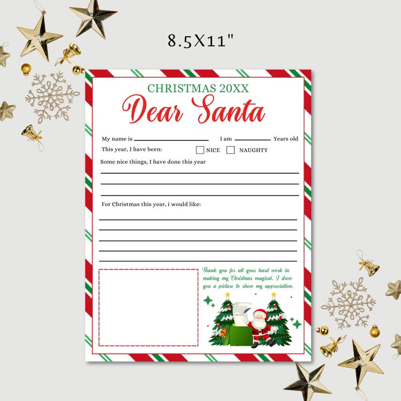 Editable Dear Santa Letter, Instant Download, Christmas Letter to Santa ...