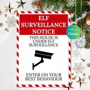 Editable ENTER ON Your Best Behaviour, Elf Poster, Elf Surveillance ...