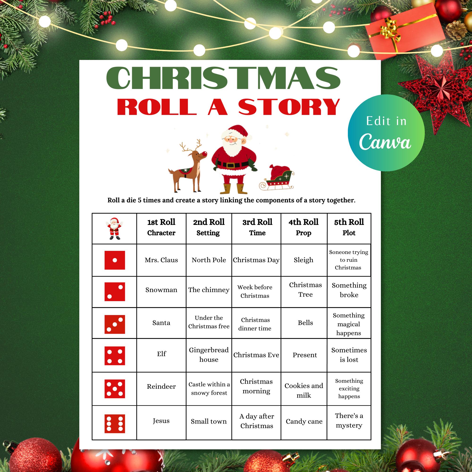 Editable Christmas ROLL-A-STORY, Christmas Story, Story Starters ...