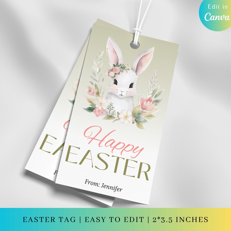 PRINTABLE EASTER BUNNY Gift Tag, Easter Gift Tag, Easter Peeps Tag ...