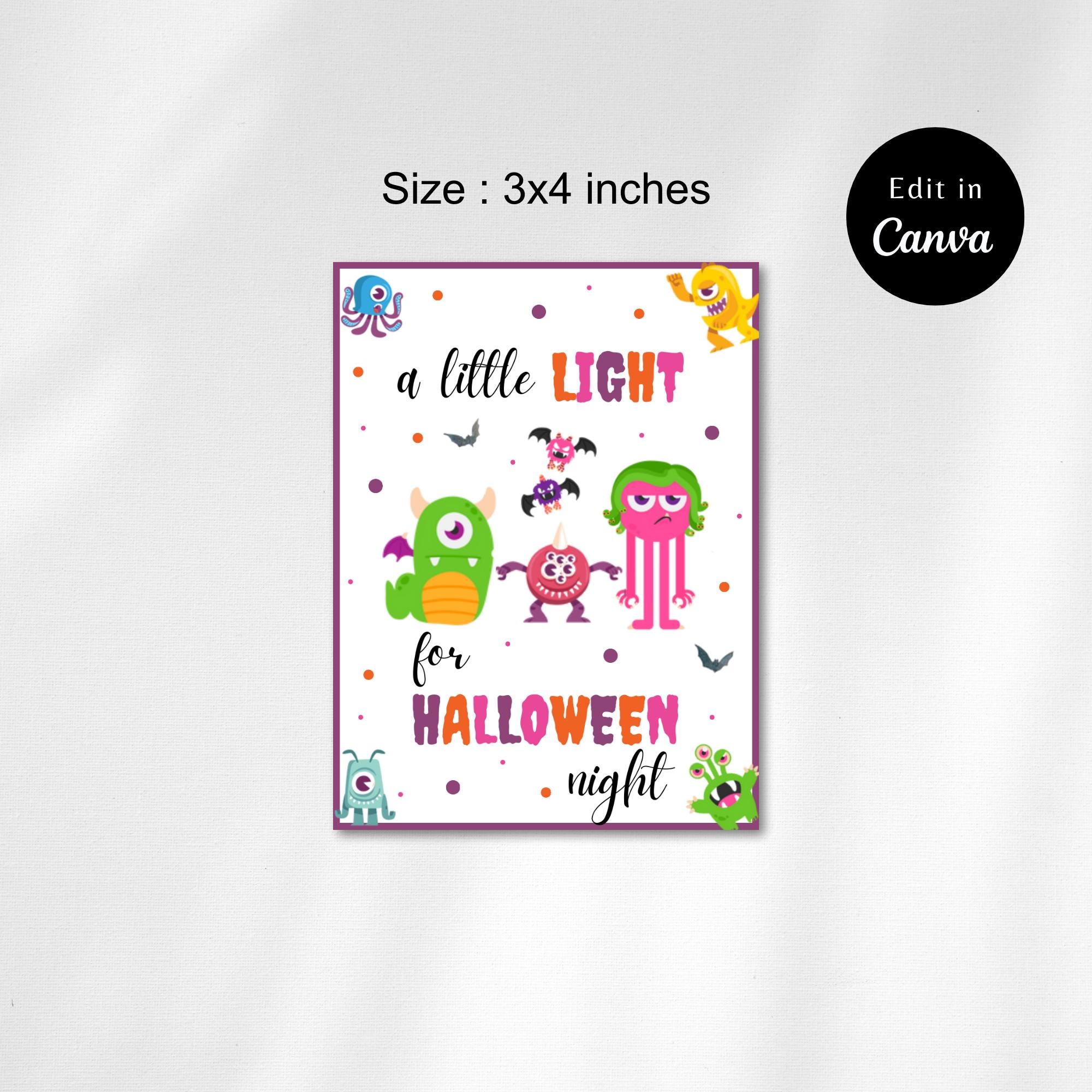 Editable HALLOWEEN GLOW Stick Tags, Halloween Gifts, Glow Stick Holder ...