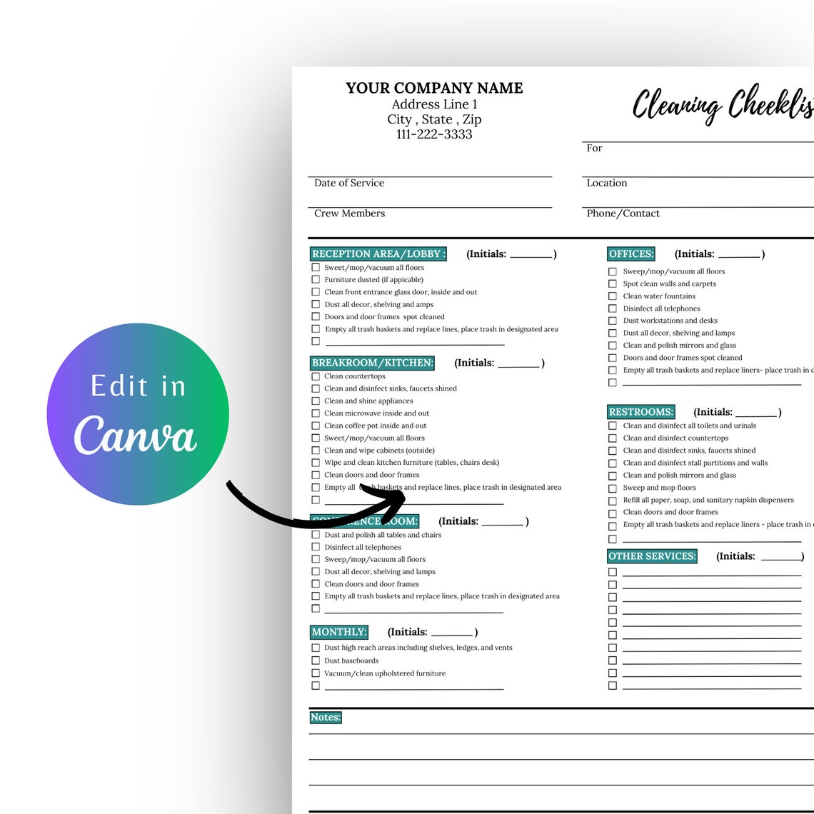 CLEANING PROPOSAL FORM, Checklist, Cleaning Business, Office Cleaning ...