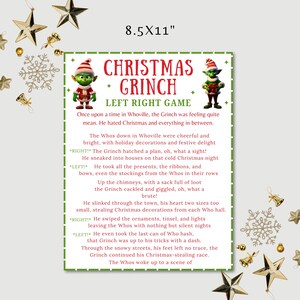 CHRISTMAS GRINCH LEFT Right Game for Christmas, Printable Christmas ...