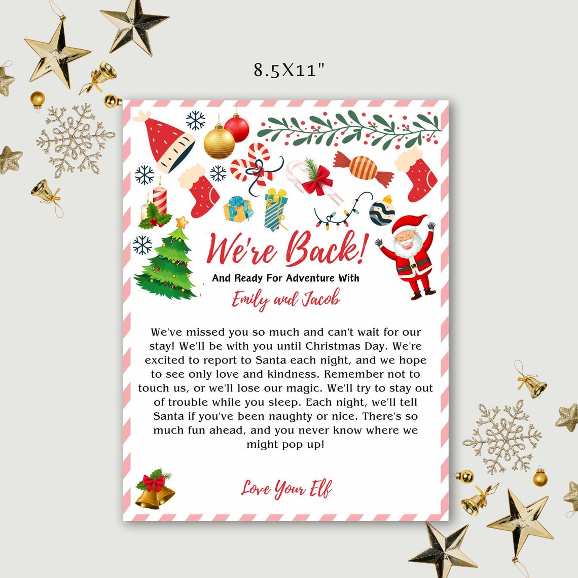 ELF WELCOME BACK "we're Back", Christmas Letter, Editable Template, Elf ...