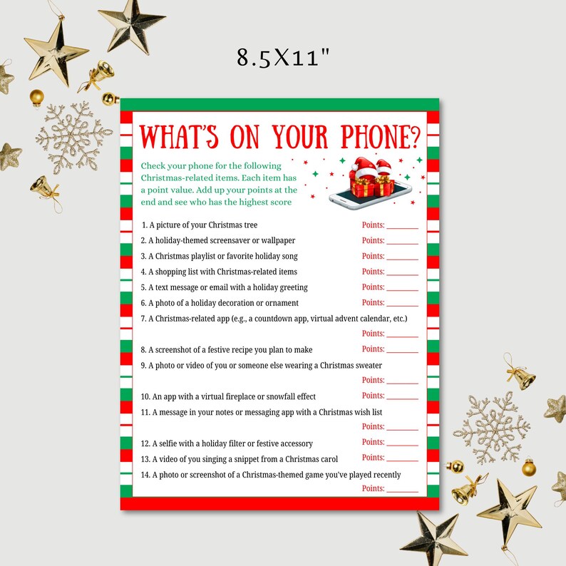 Editable CHRISTMAS WHAT'S on Your Phone Game, Fun Christmas Game, Diy ...