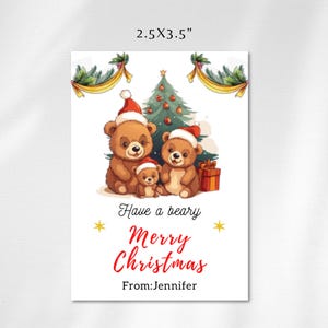 Editable BEARY MERRY CHRISTMAS Tag, Gummy Bear Tag, Printable Treat Tag ...