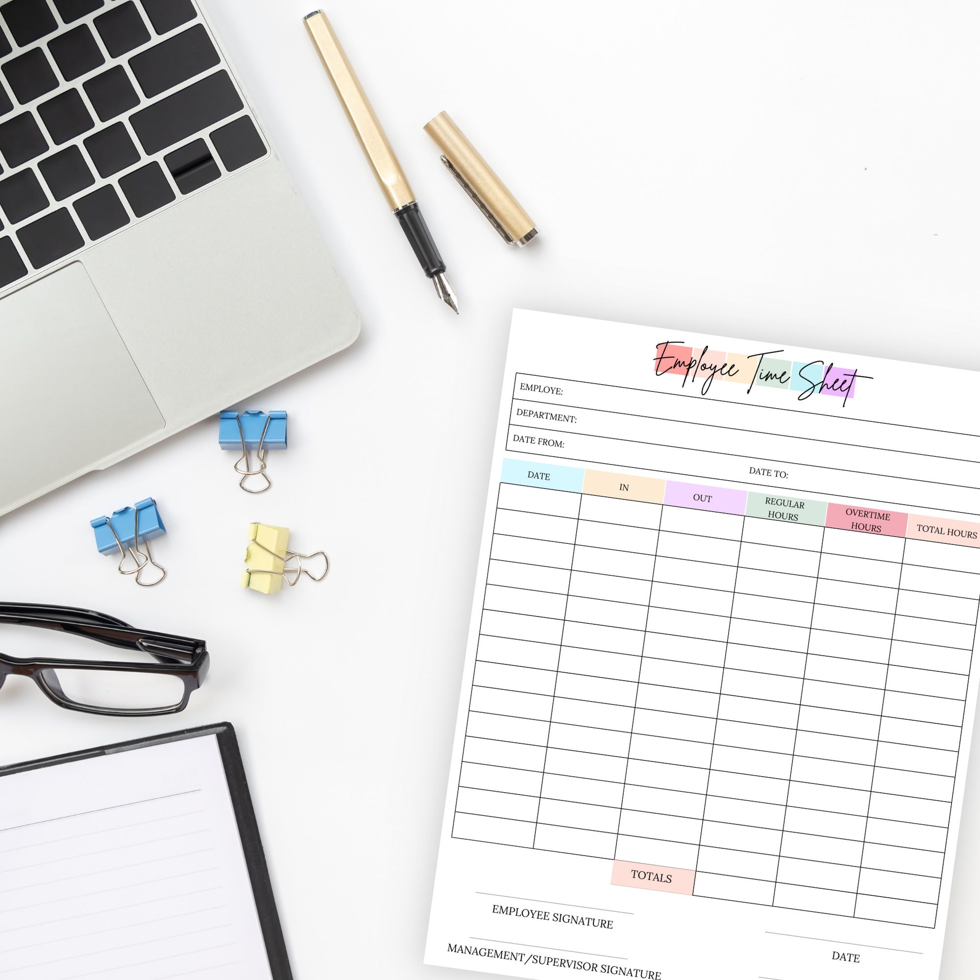 Editable EMPLOYEE TIME SHEET, Time Keeping Log, Printable Time Sheet ...
