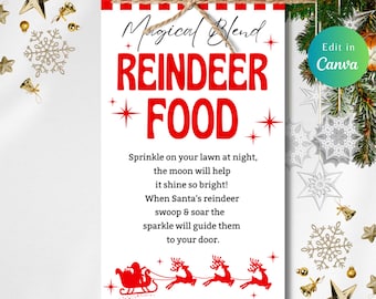 Printable Magical Blend Reindeer Food Tag, Instant Download Christmas ...
