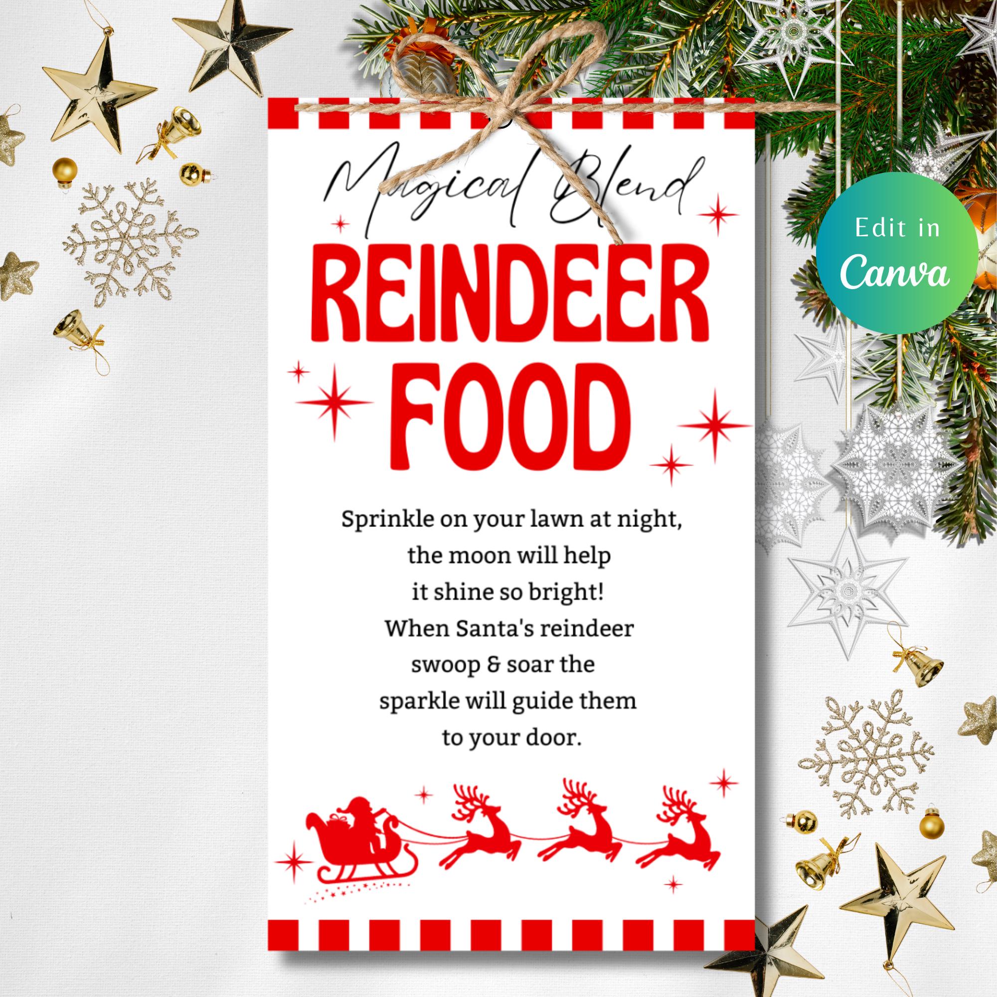 Editable MAGICAL BLEND Reindeer Food Tag, Instant Download Christmas ...