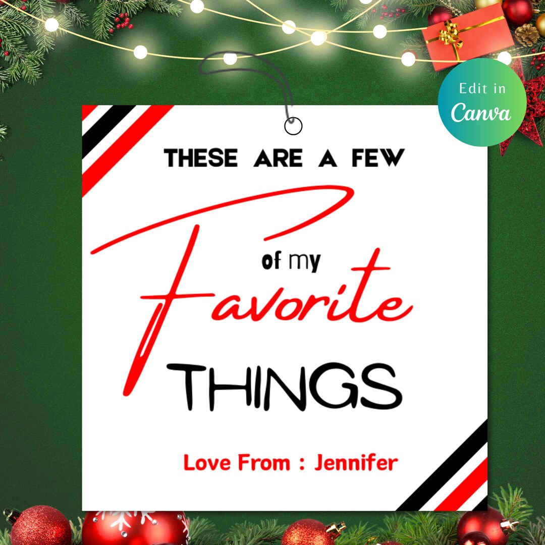 Editable FAVORITE THINGS GIFT Tag, Small Favorite Things Gift Tag ...