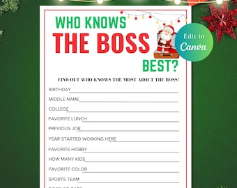 Christmas Who Knows the Boss Best Game, Office Who Knows the Boss Best ...