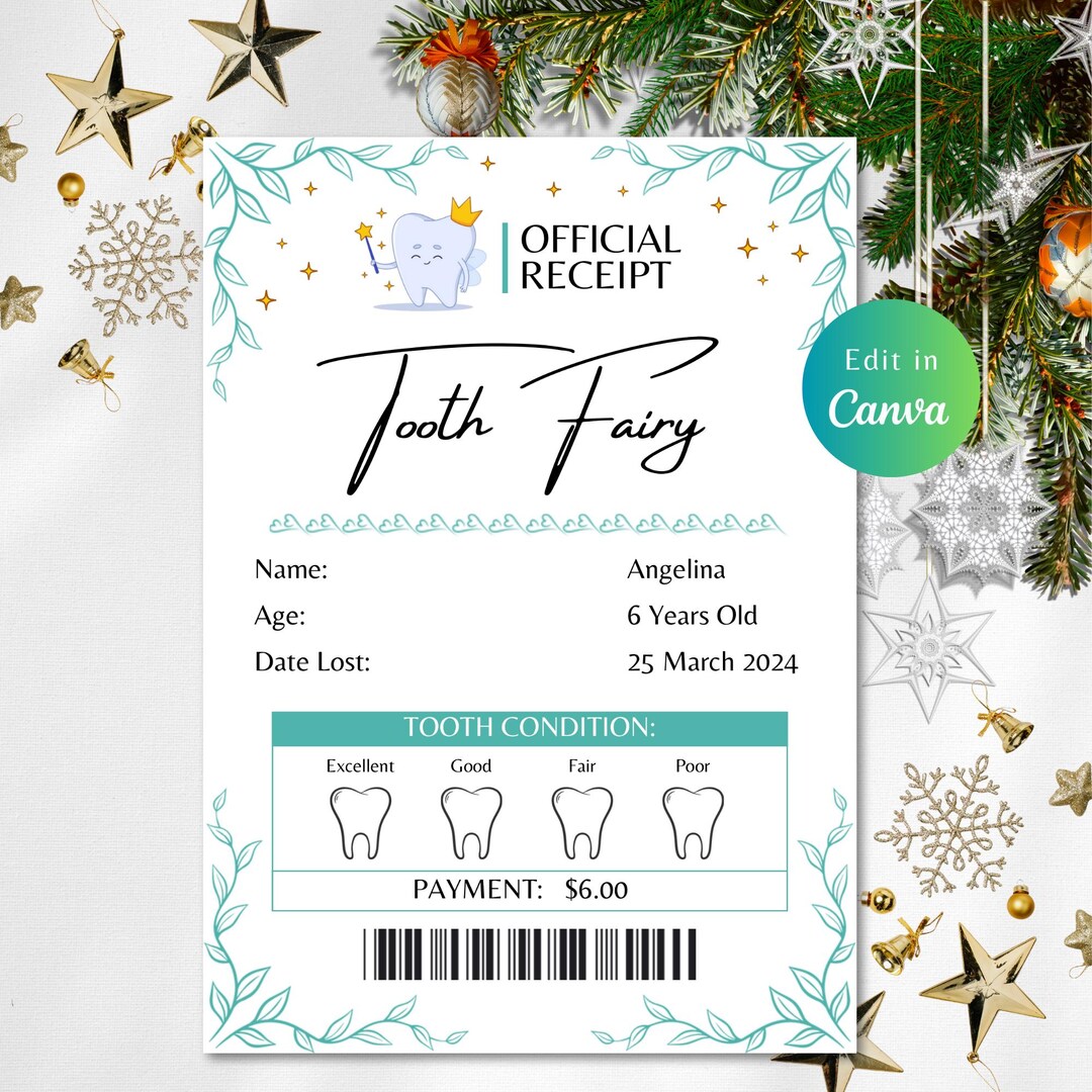 Editable TOOTH FAIRY Letter and Tooth Fairy Receipt, First Tooth ...