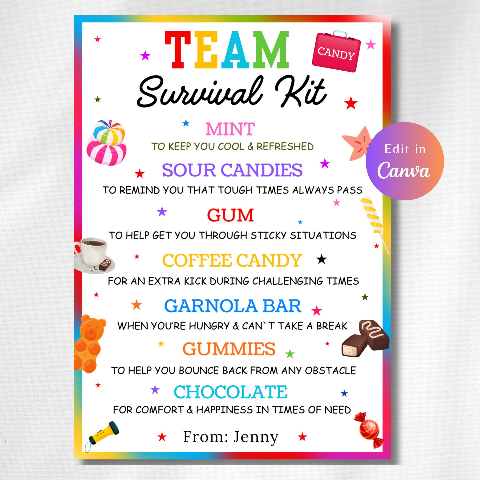 Editable Back to School Survival Kit, First Day of School Gift Tag ...