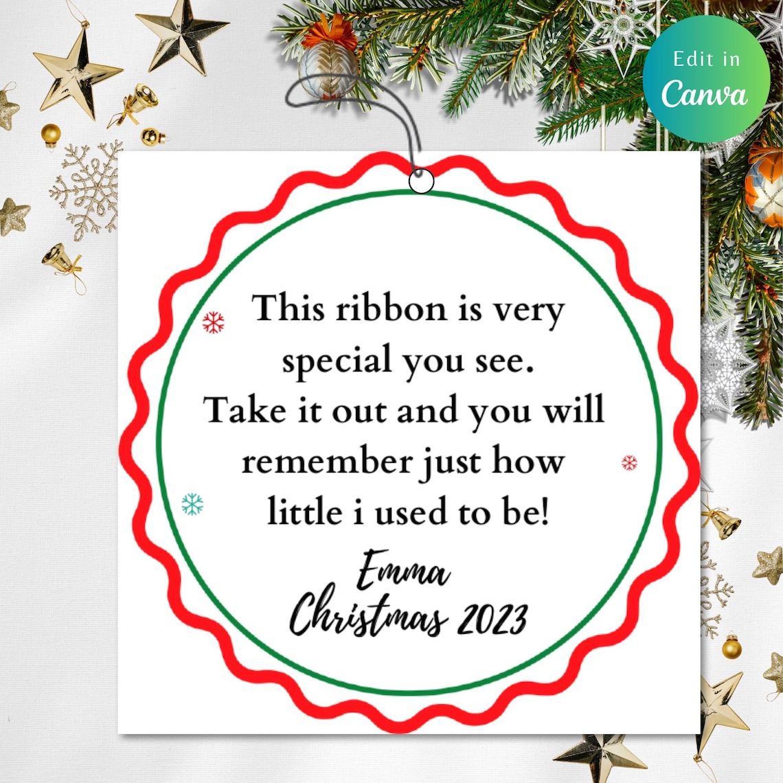 Editable This RIBBON-HEIGHT Ribbon KEEPSAKE, Christmas Gift, Ribbon ...