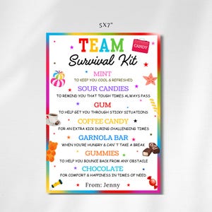 TEAM SURVIVAL KIT Gift Tag, Staff Appreciation Tag, Employee ...