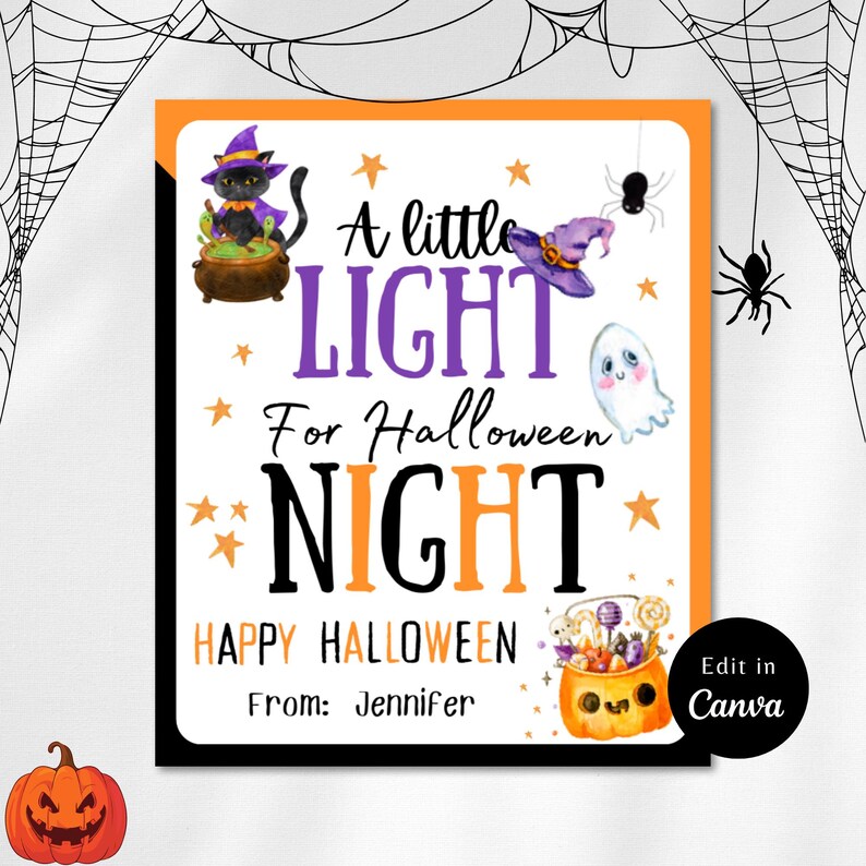 Editable A LITTLE Bit of Light for Halloween Night, Printable Glow ...