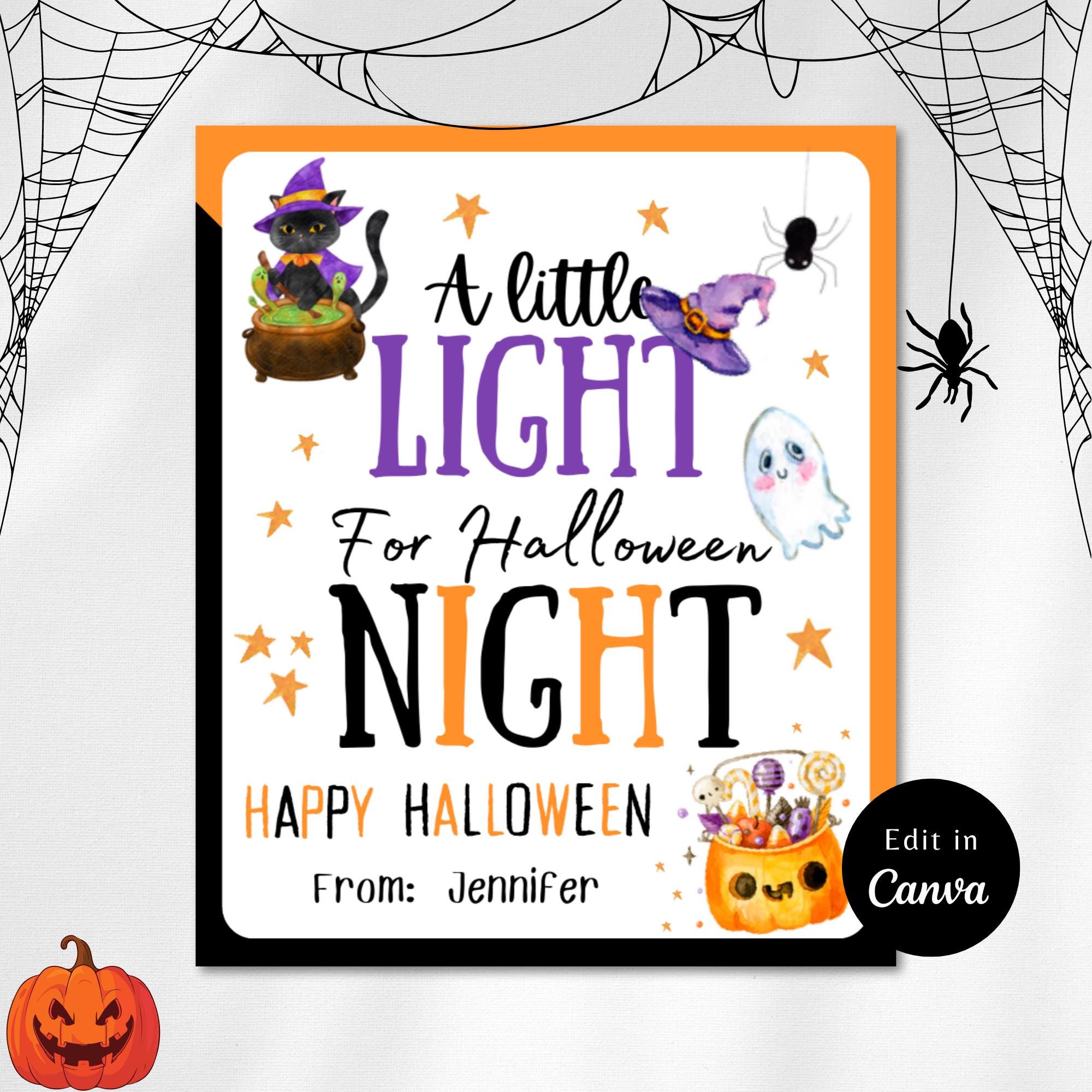 Editable A LITTLE Bit of Light for Halloween Night, Printable Glow ...