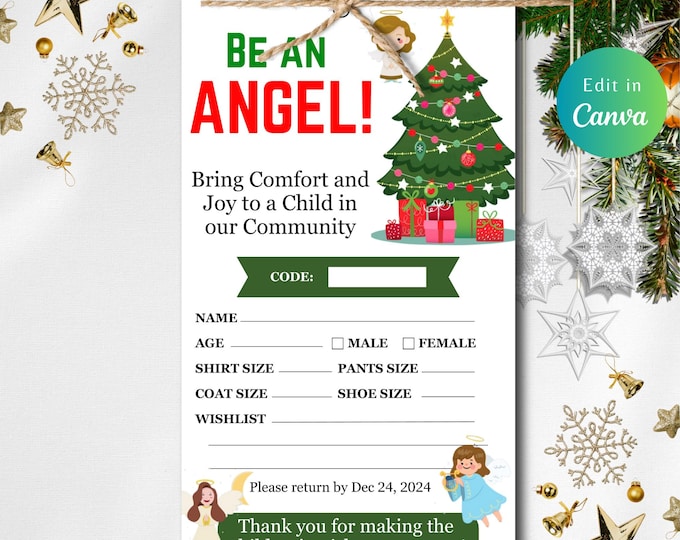 Giving Tree Gift Tag Editable | Angel Tree Gift Tag Christmas ...