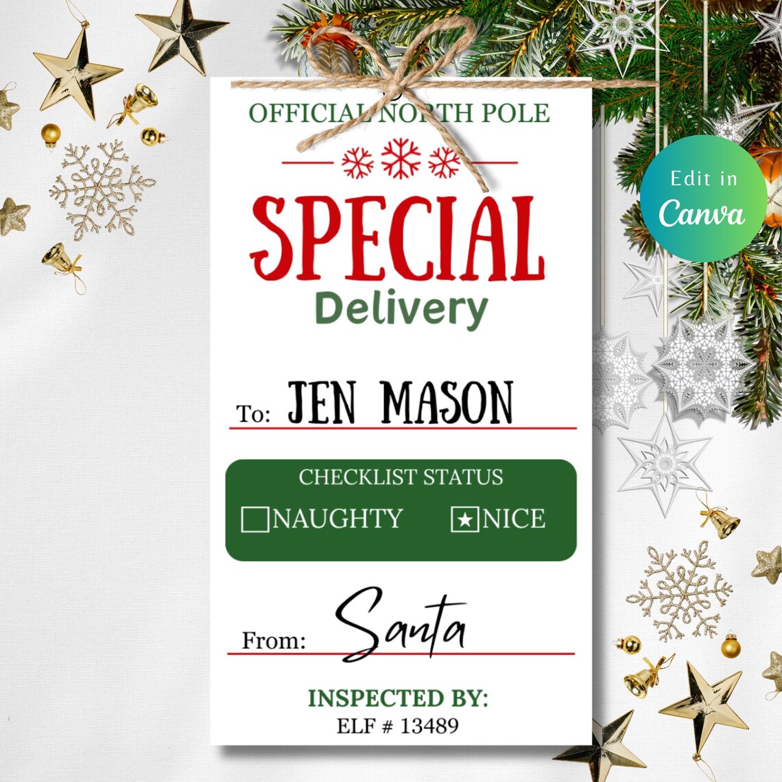 Editable SPECIAL DELIVERY From the North Pole,christmas Printable ...