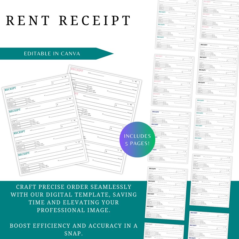 RENT Receipt,receipt Template, Receipt Template, Customer Receipt ...