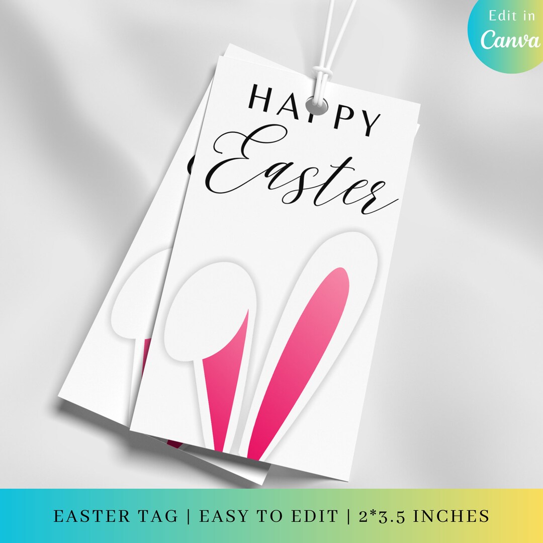 Editable BASKET TAGS for Easter, Bunny Name Tags Svg, Easter Basket ...
