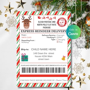 EDITABLE ELF MAIL Shipping Label, Christmas Elf, Northpole Gift Tags ...
