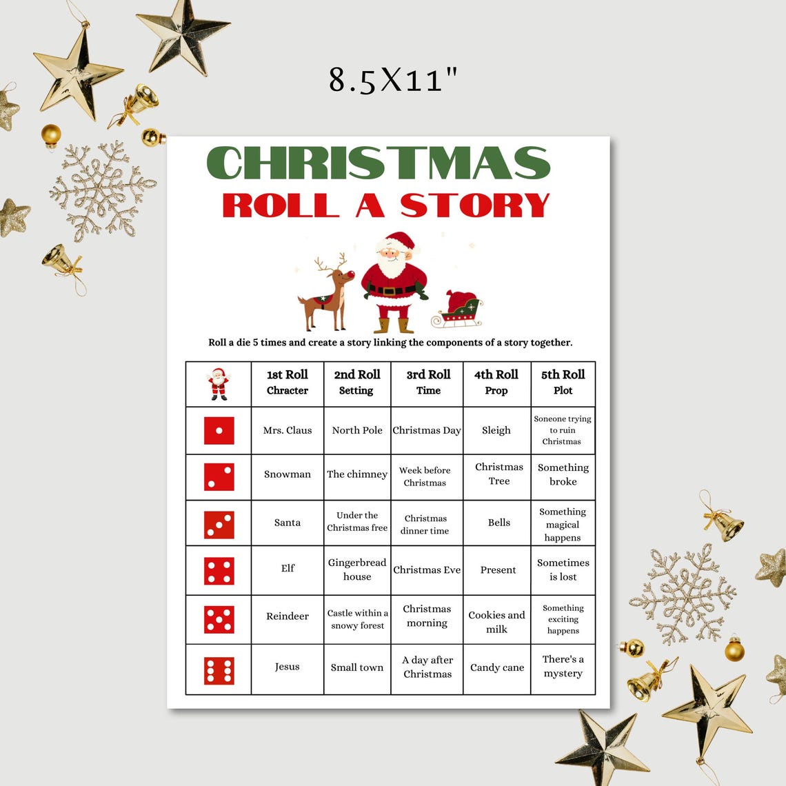 Editable Christmas ROLL-A-STORY, Christmas Story, Story Starters ...