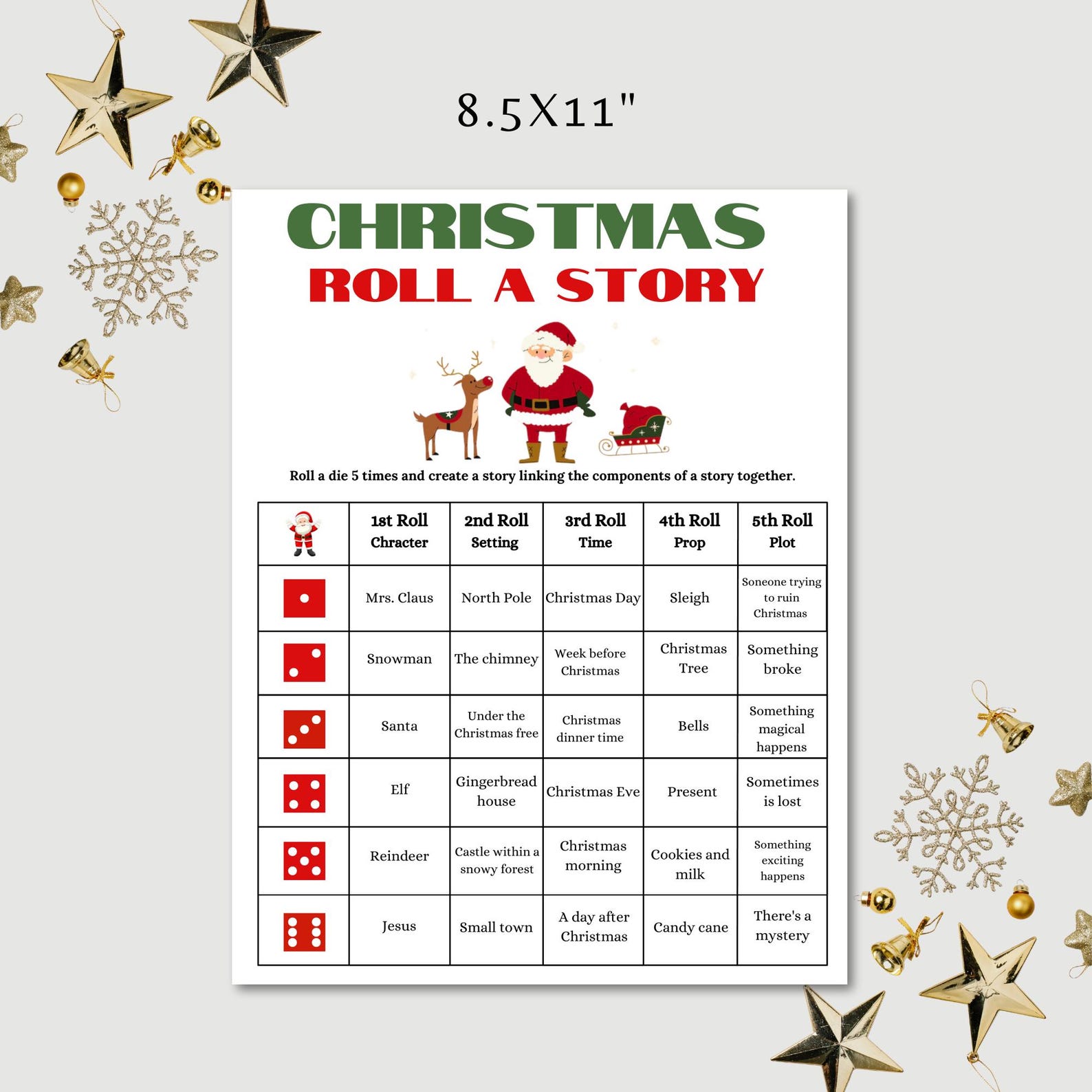 Editable Christmas ROLL-A-STORY, Christmas Story, Story Starters ...