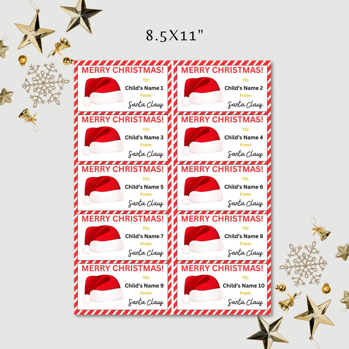 From Santa Tag, Editable CHRISTMAS GIFT LABELS, Stickers Template ...