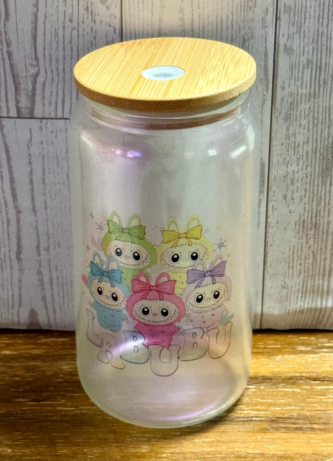 16 Oz Glass Shimmer Labubu Tumbler. Summer Labubu- Shimmer Tumbler ...